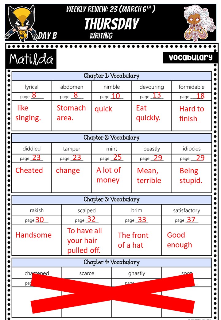 Week 23 Weekly Review Answers (Thurs~Weekend) – Mr. Chad's class Blog